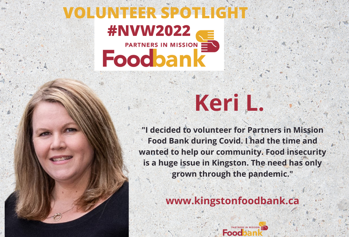Volunteer Spotlight - #NVW2022 - Keri L. | Partners in Mission Foodbank